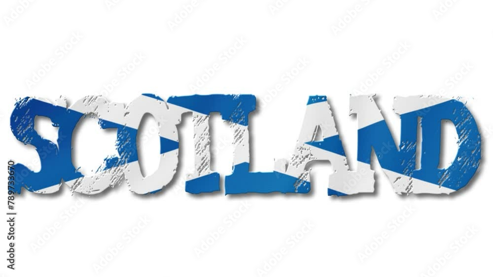 Scotland Text with Scottish Flag Waving Inside. Seamless Loop Animation ...
