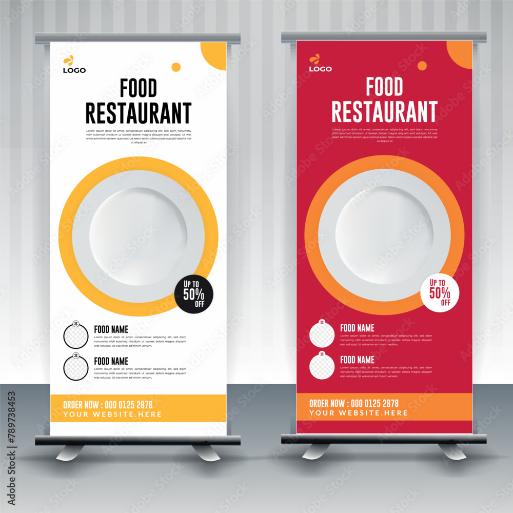Food menu and restaurant Modern food rollup banner design. Stock Vector ...