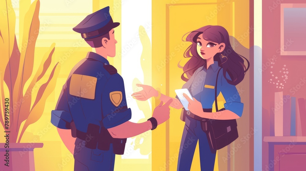 A police officer uses a RFID tag transponder to identify a woman in ...