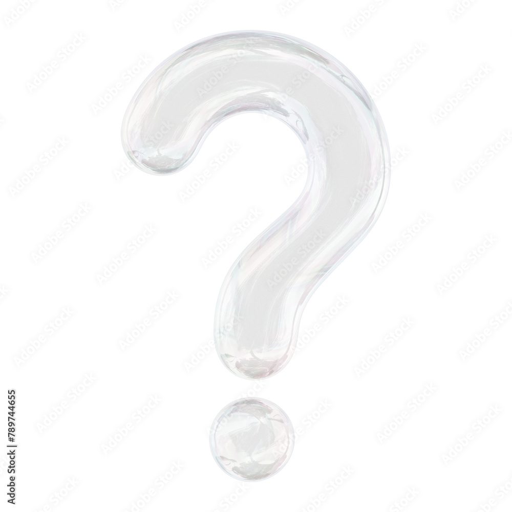 Question mark icon png sticker, 3D crystal glass, transparent ...