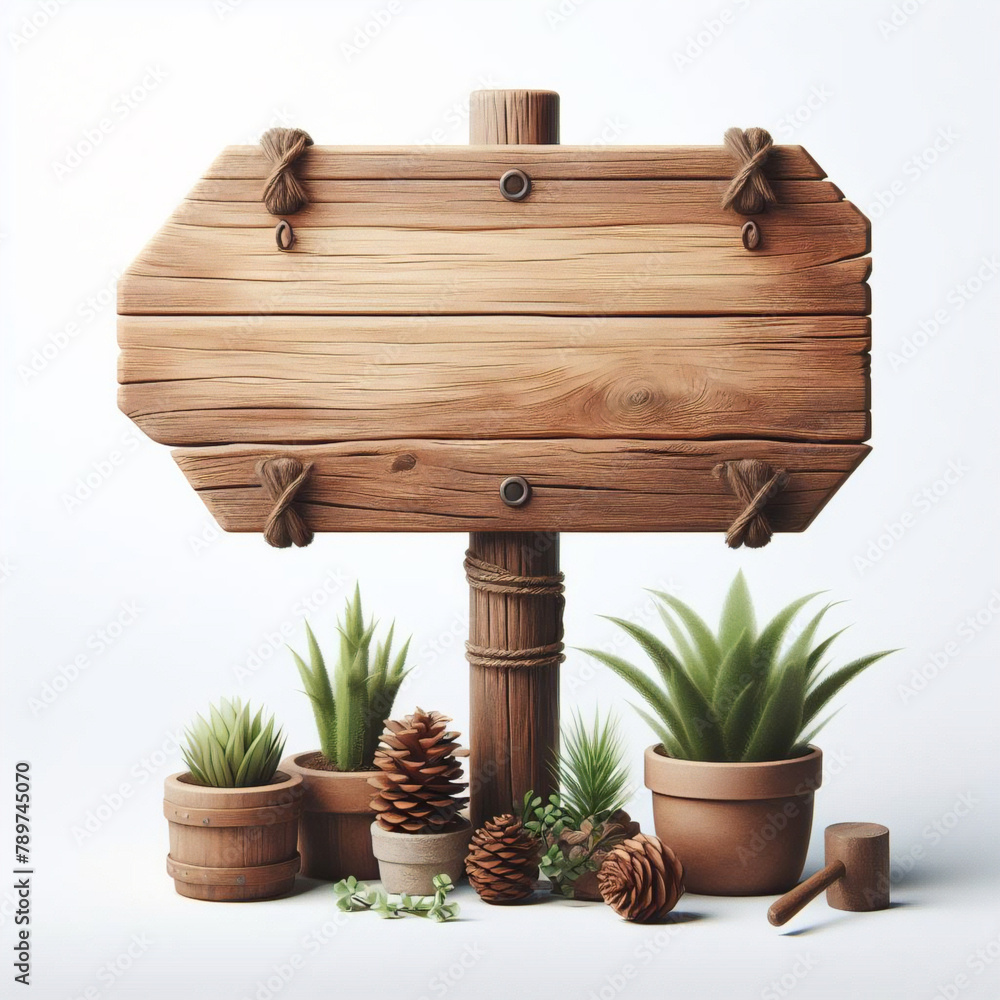 Blank empty wooden rustic signage sign board signpost post wood on ...