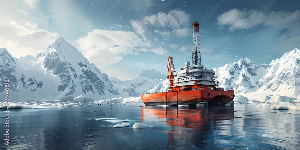Arctic Oil Extraction Platform Detailed Analysis Stock Illustration ...