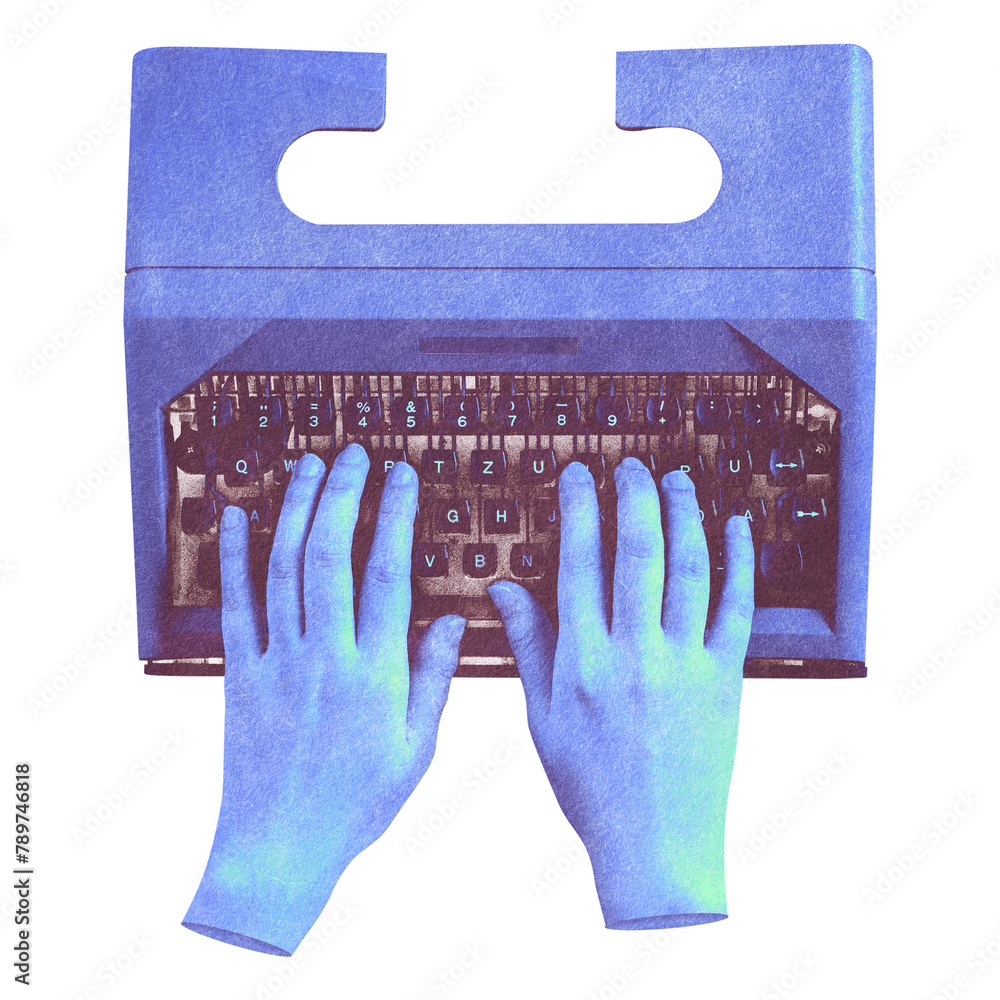 Hand using typewriter png sticker, transparent background Stock ...