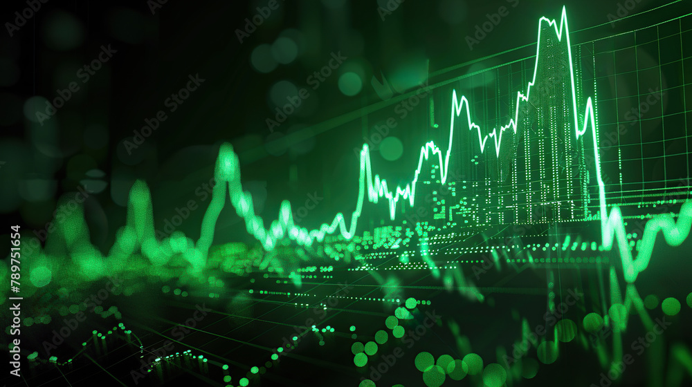 exponential graph, increasing bar graph upward to the right, green ...