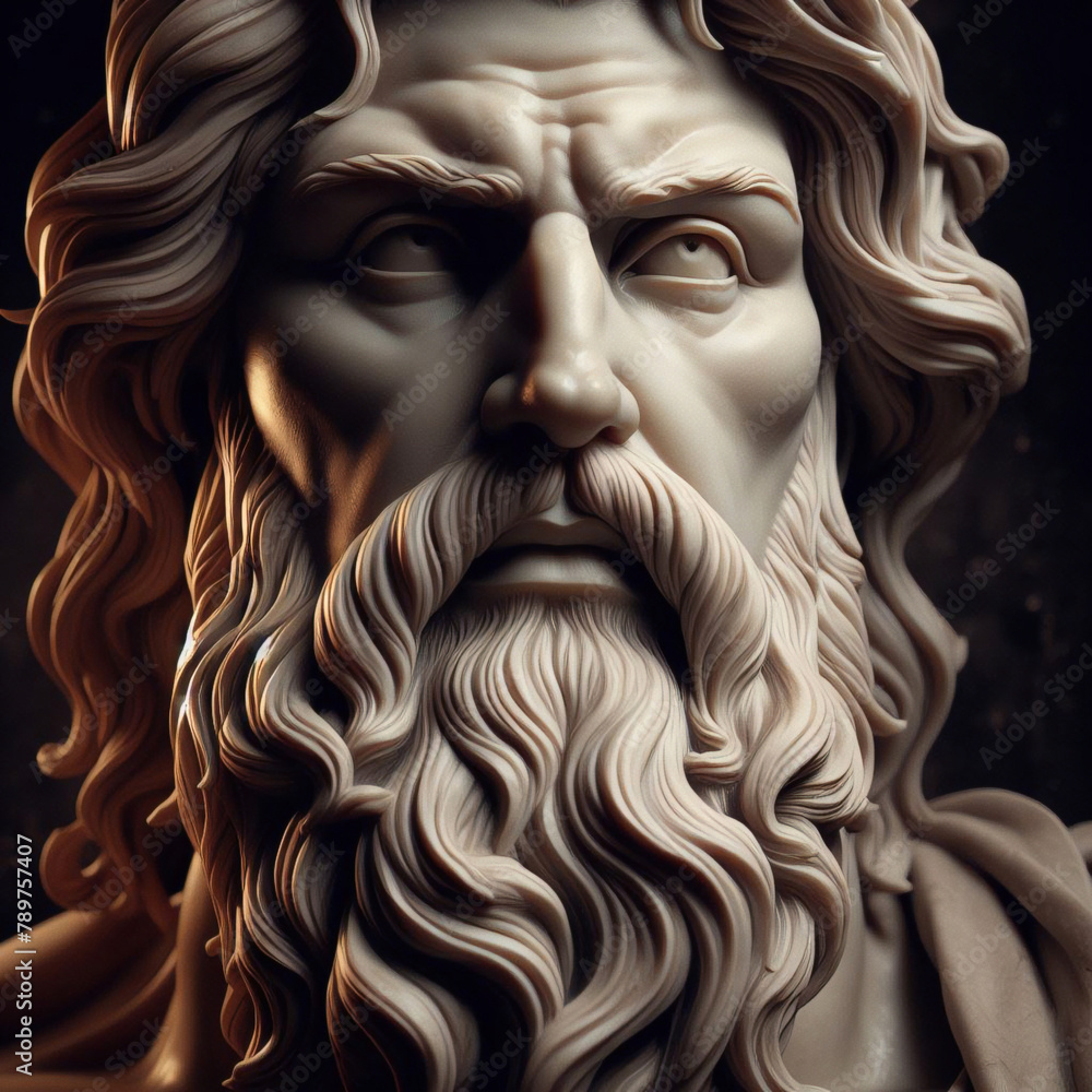 Illustration of a Renaissance statue of Zeus, king of the gods. god of ...