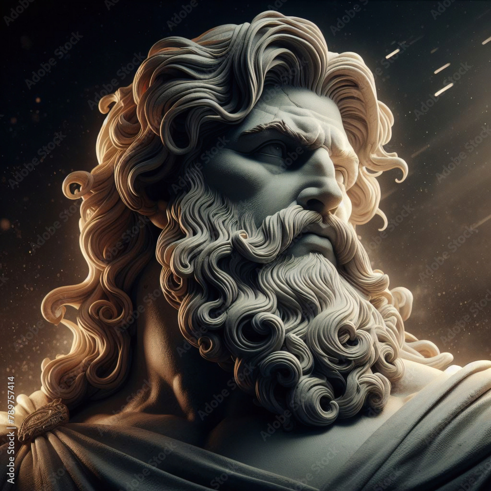 Illustration of a Renaissance statue of Zeus, king of the gods. god of ...