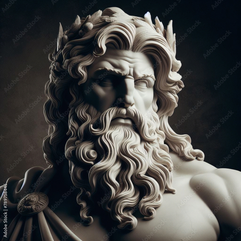 Illustration of a Renaissance statue of Zeus, king of the gods. god of ... Illustration of a Renaissance statue of Zeus, king of the gods. god of ...