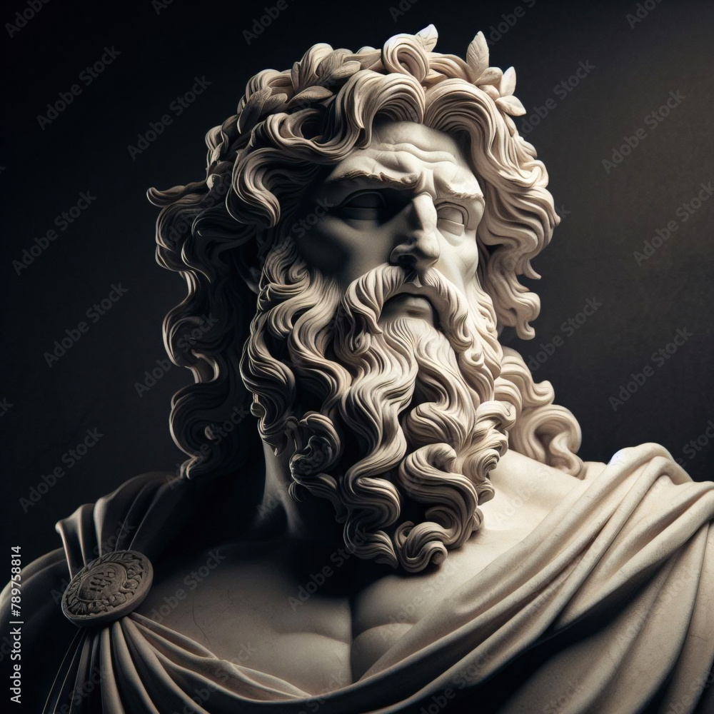Illustration of a Renaissance statue of Zeus, king of the gods. god of ...