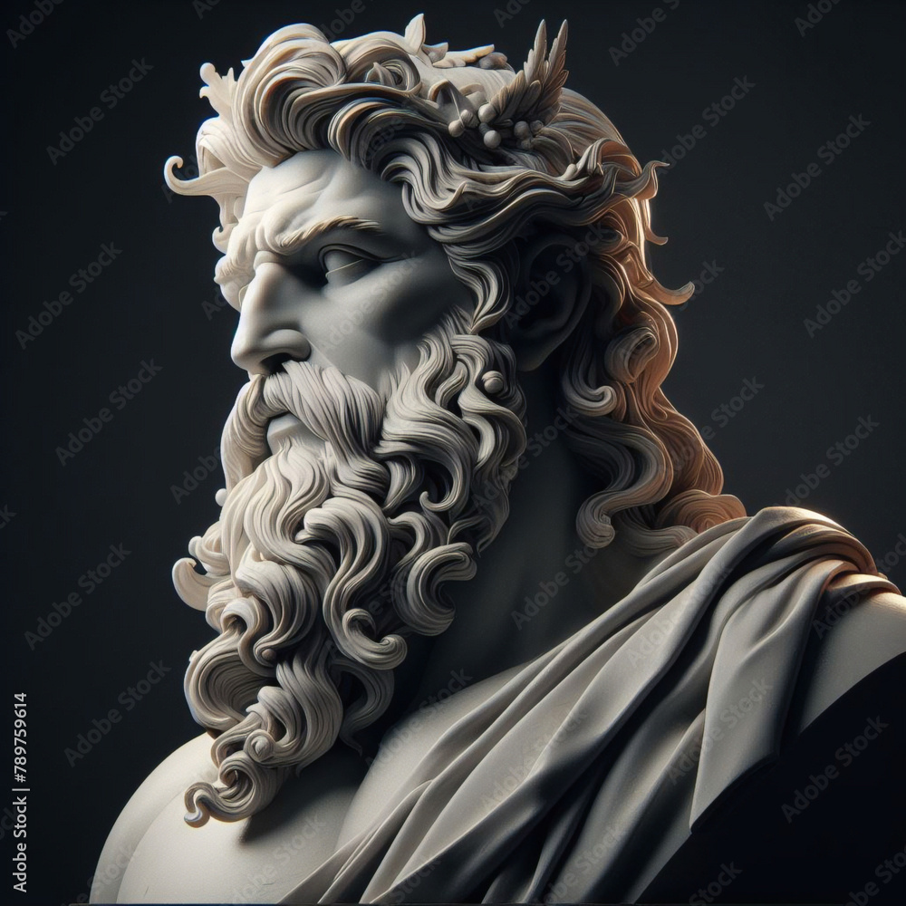 Illustration of a Renaissance statue of Zeus, king of the gods. god of ...