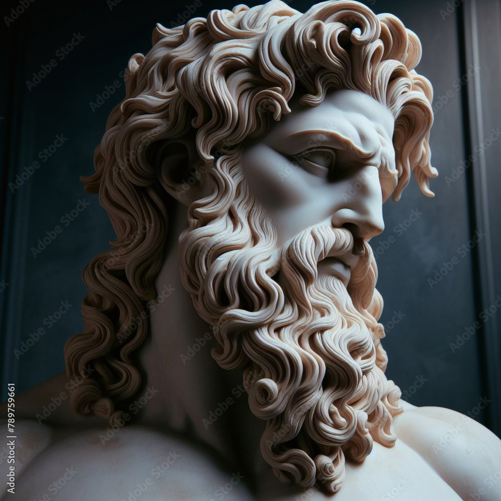 Illustration of a Renaissance statue of Zeus, king of the gods. god of ...