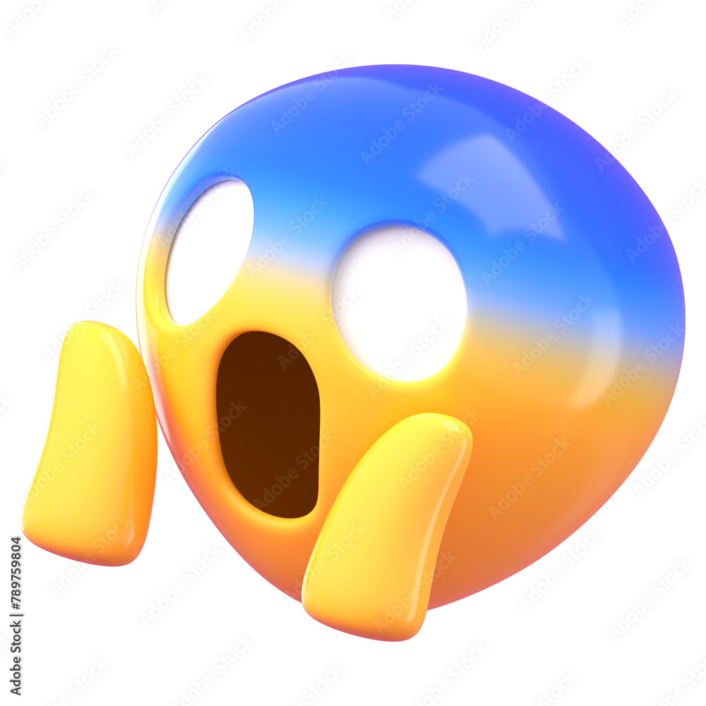 Shocking face 3D png emoticon sticker, transparent background Stock ...