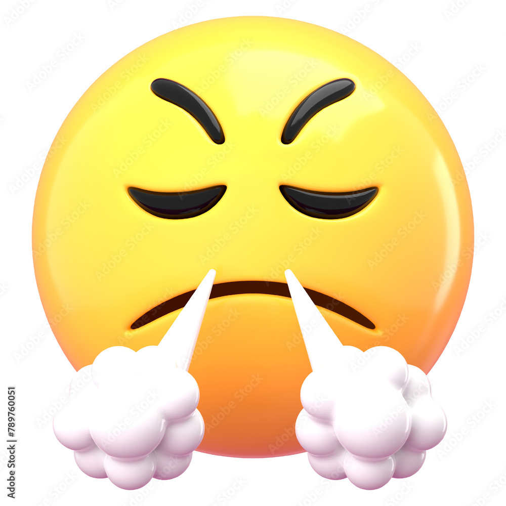 Frustrated face 3D png emoticon sticker, transparent background Stock ...