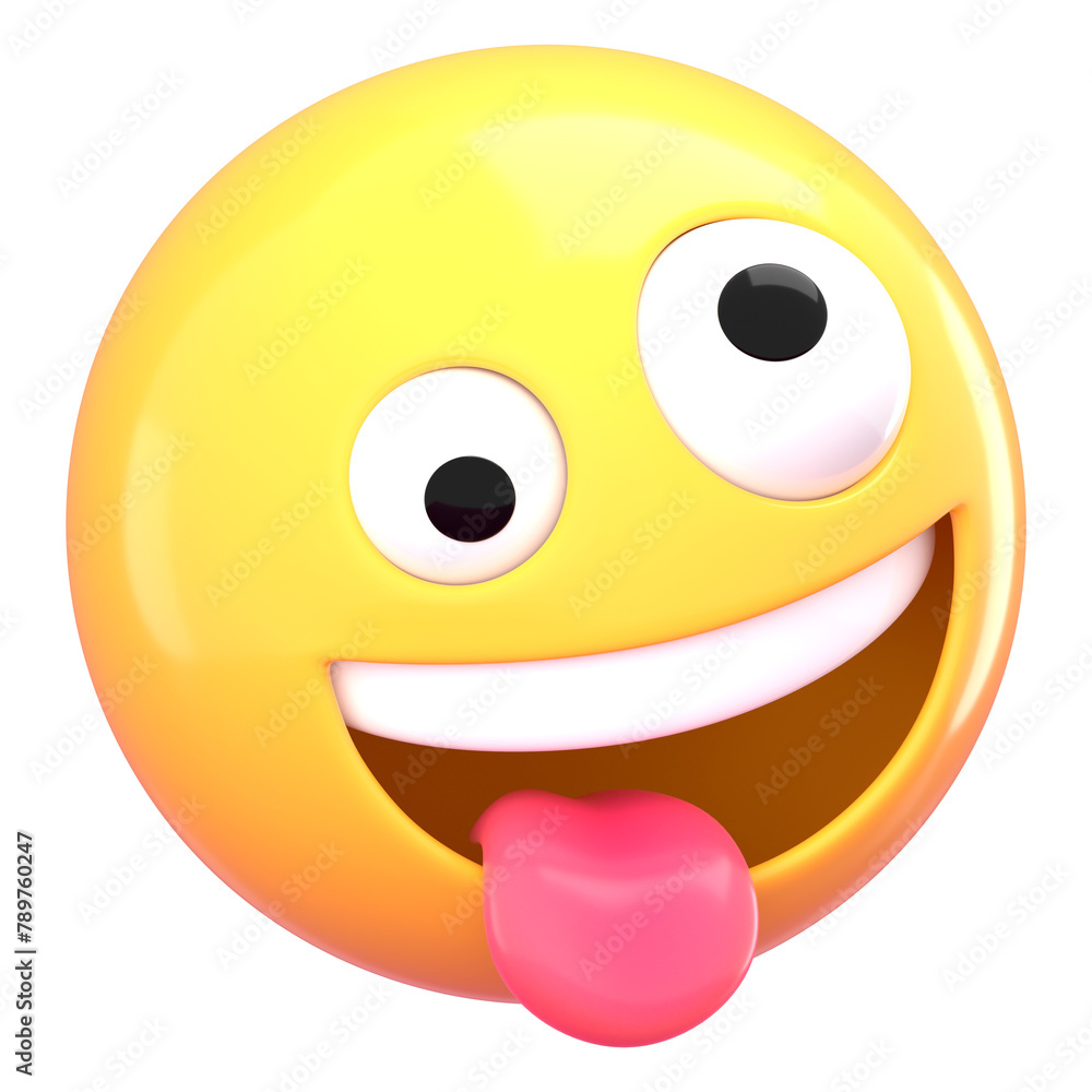 Crazy face 3D png emoticon sticker, transparent background Stock ...