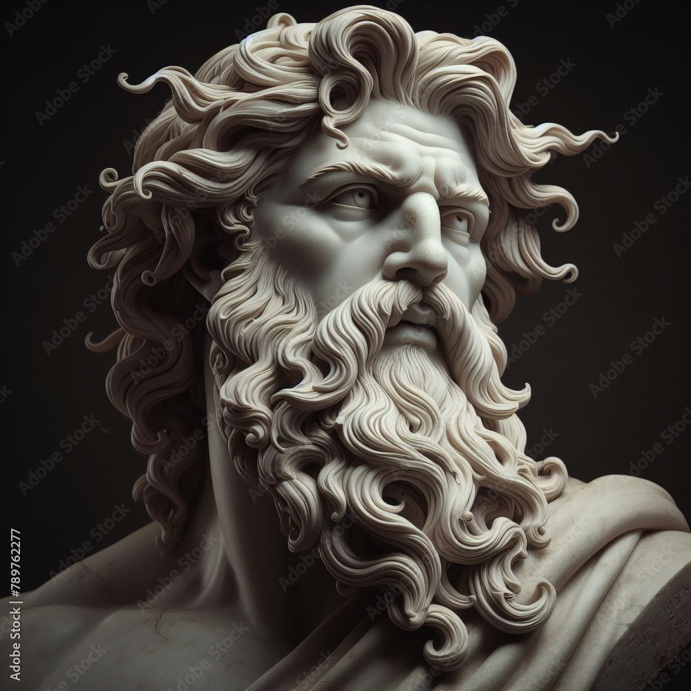 Illustration of a Renaissance statue of Zeus, king of the gods. god of ...