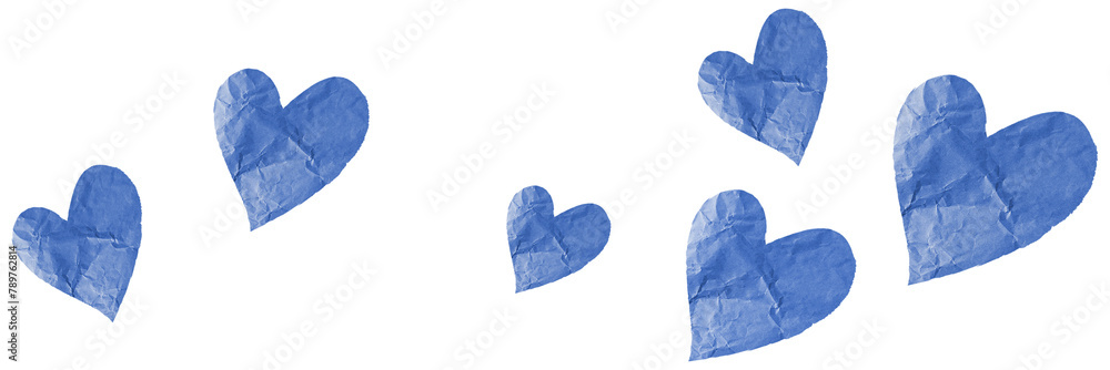 Blue hearts png sticker, paper texture, transparent background Stock ...
