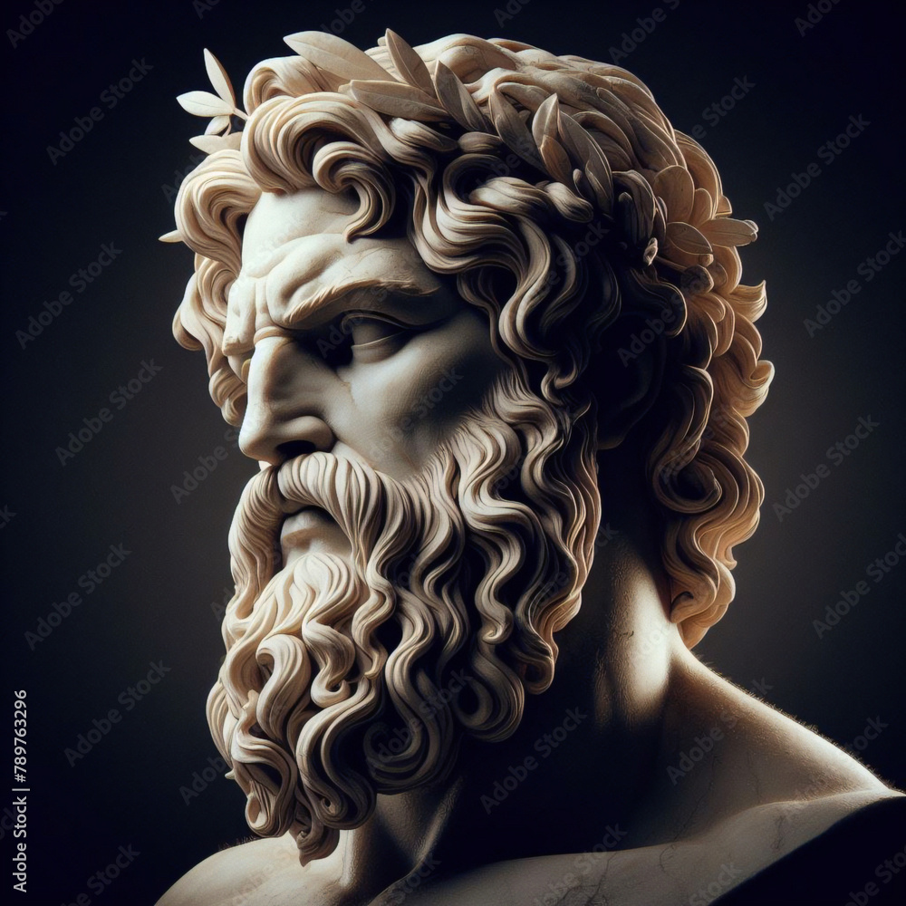 Illustration of a Renaissance statue of Zeus, king of the gods. god of ...