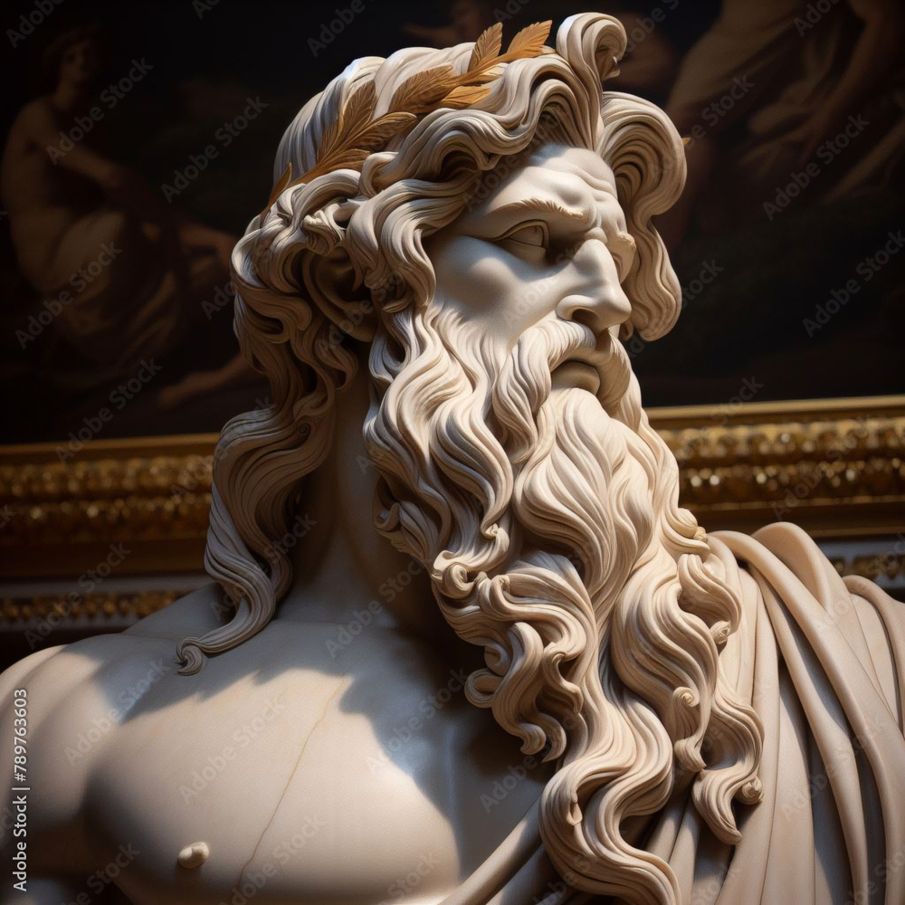 Illustration of a Renaissance statue of Zeus, king of the gods. god of ...