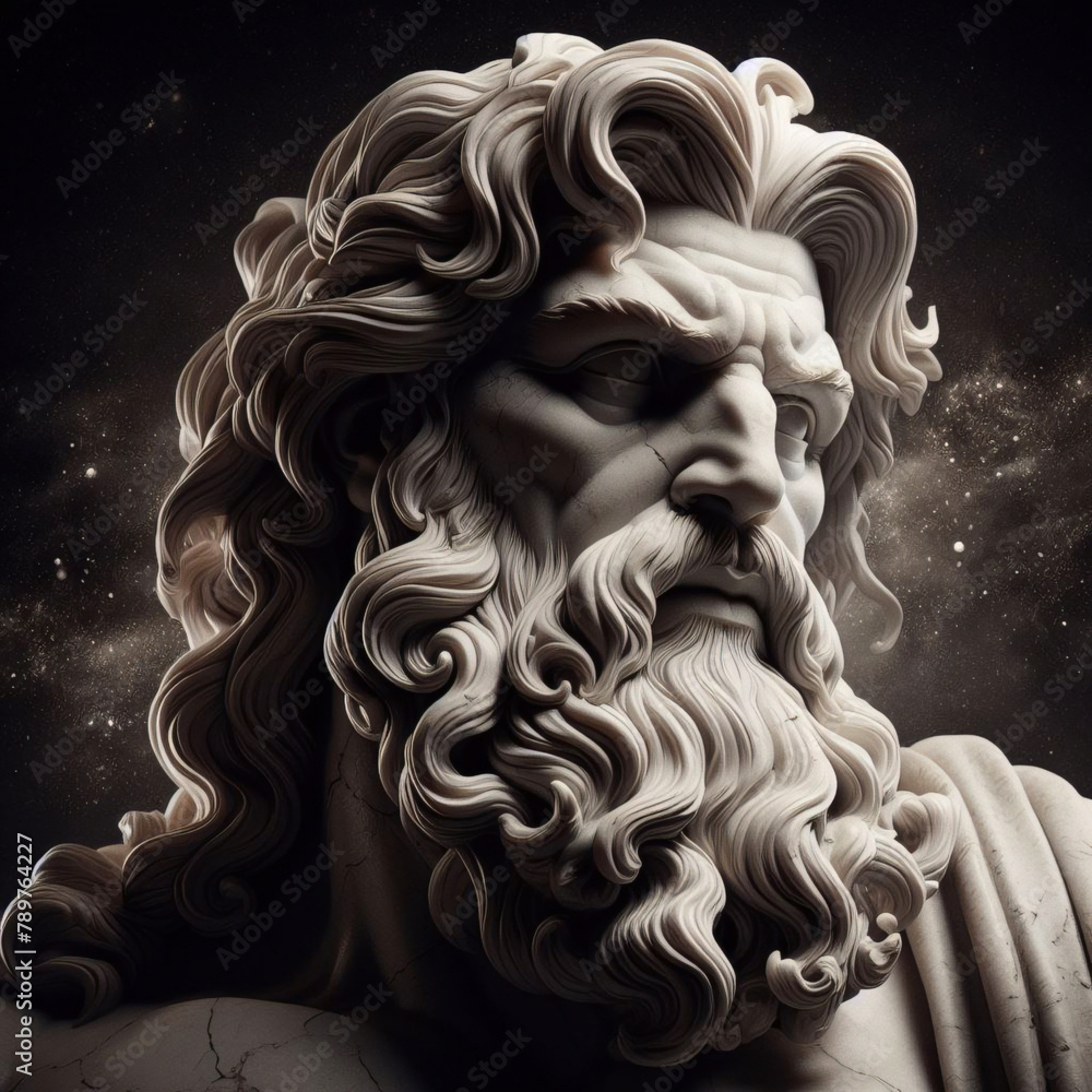 Illustration of a Renaissance statue of Zeus, king of the gods. god of ...