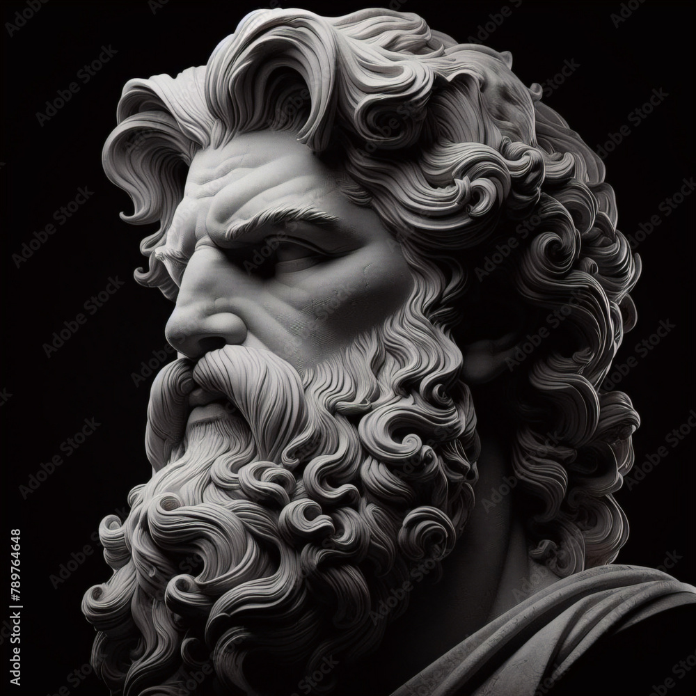Illustration of a Renaissance statue of Zeus, king of the gods. god of ...