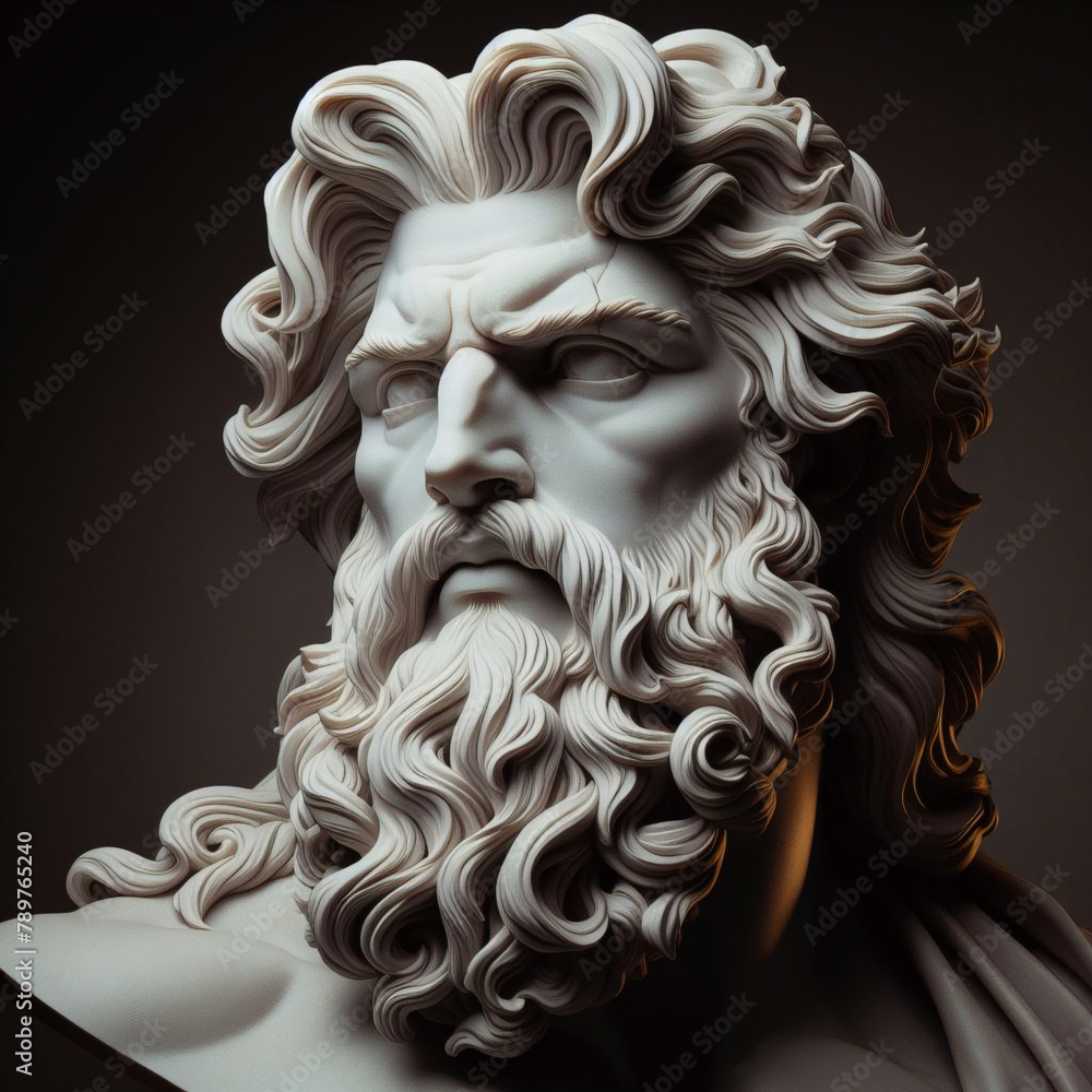 Illustration of a Renaissance statue of Zeus, king of the gods. god of ...