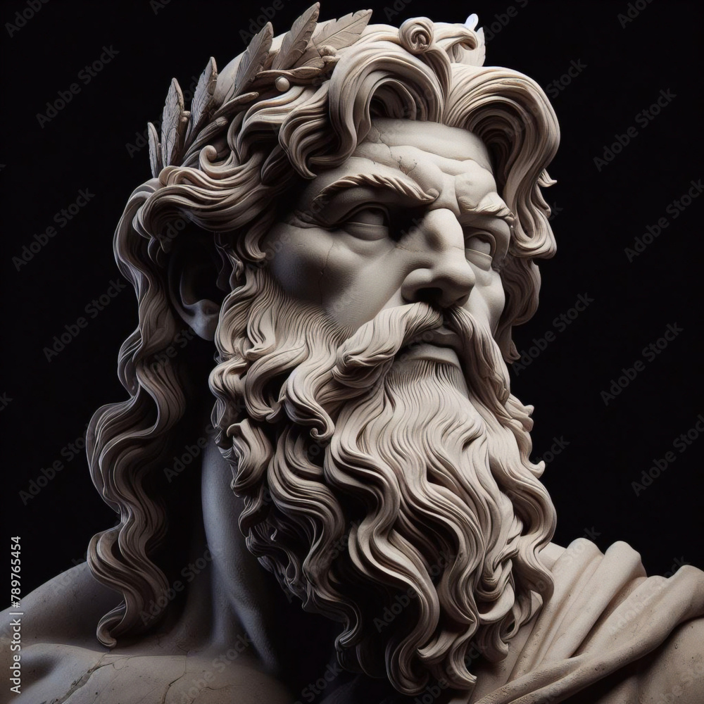 Illustration of a Renaissance statue of Zeus, king of the gods. god of ...