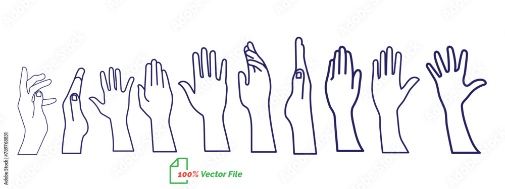 Hand different style vector line art. hands icon minimalist ...