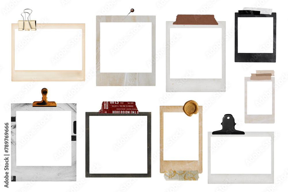 Aesthetic instant film png frame set, transparent background Stock ...