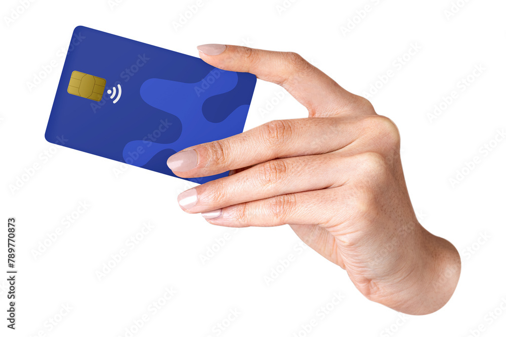 Contactless payment png blue credit card sticker, transparent ...