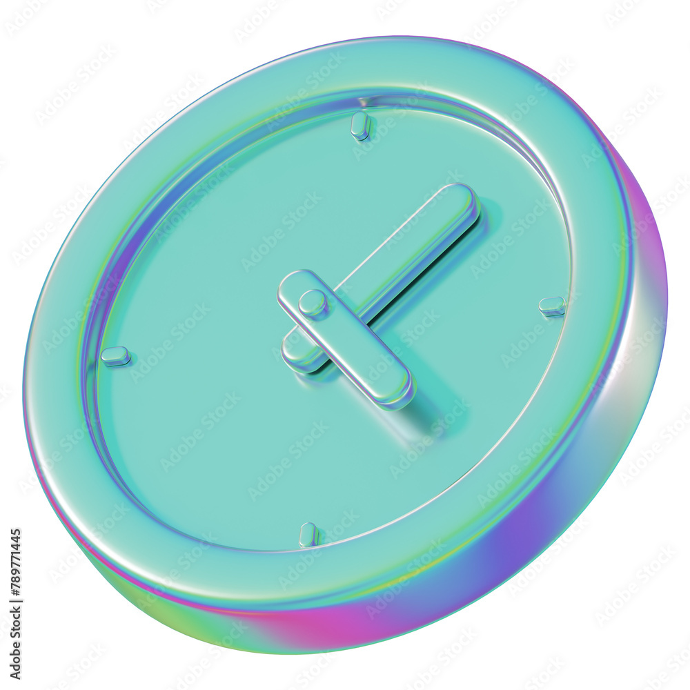 3D clock png metallic icon, transparent background Stock Illustration ...