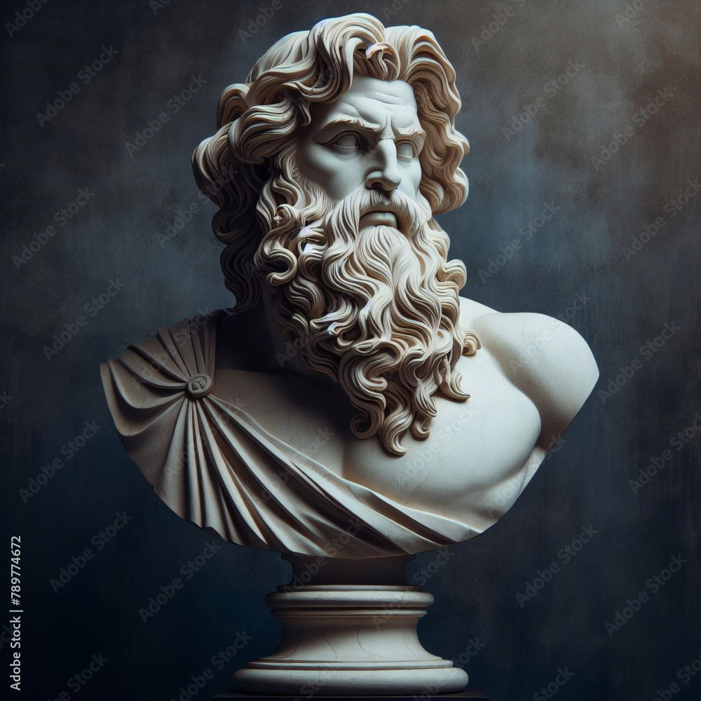 Illustration of a Renaissance statue of Zeus, king of the gods. god of ...