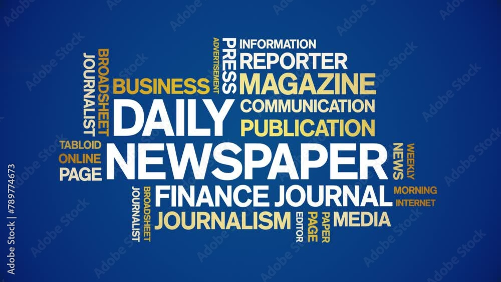 Daily Newspaper animated word cloud;text design animation tag kinetic ...