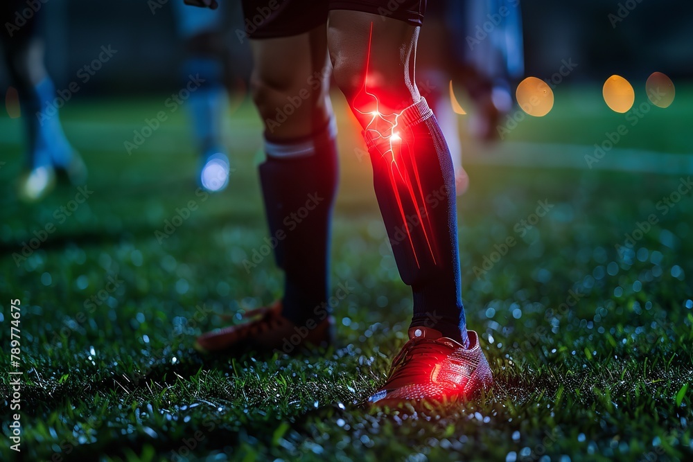 Over a game over stadium grounds, a football player who is hurting from ...