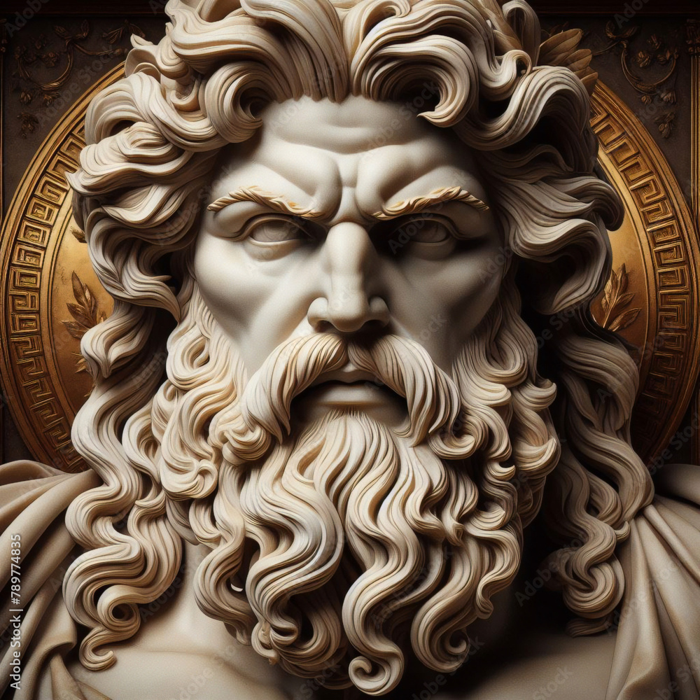 Illustration of a Renaissance statue of Zeus, king of the gods. god of ...