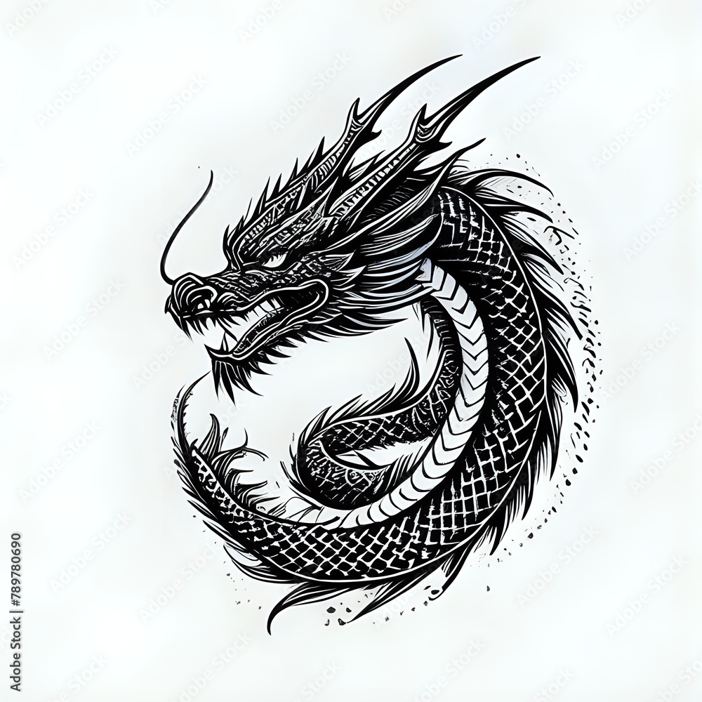 logo iconic dragon, circel logo dragon, chinese dragon tattoo, dragon ...