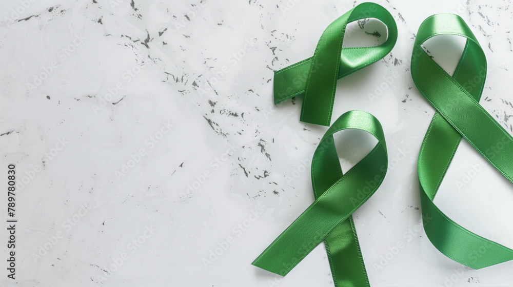 Emerald Green Cancer support ribbon for liver gallbladder bile duct ...