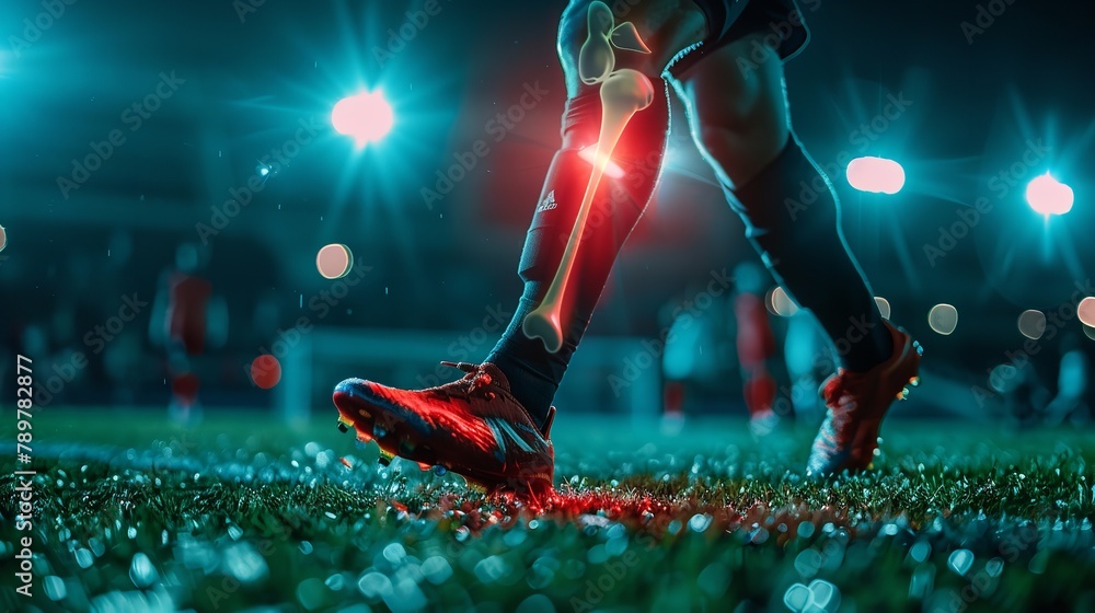 Over a game over stadium grounds, a football player who is hurting from ...