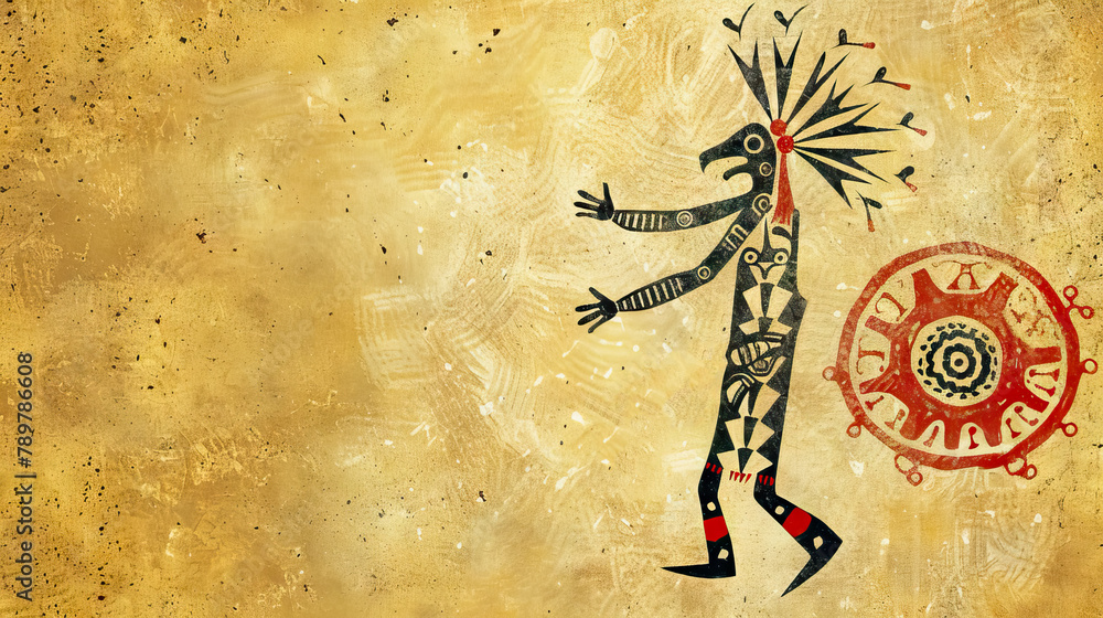 native american indigenous Kokopelli fertility deity on vintage ...