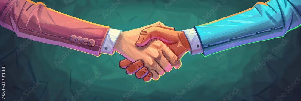 In the heart of the Silicon Valley, two tech moguls clasp hands, their ...