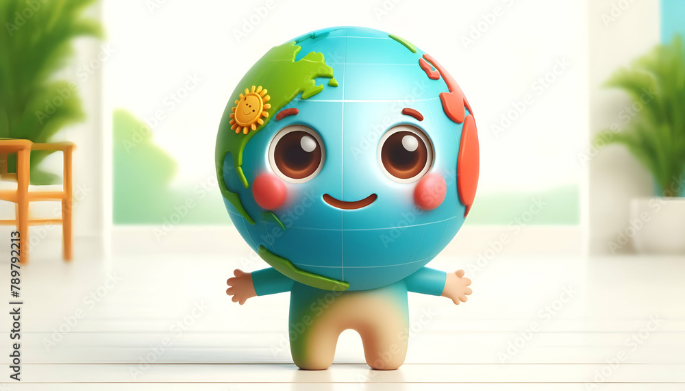 Playful Earth Figure with Big Eyes in Child-Friendly Design for ...