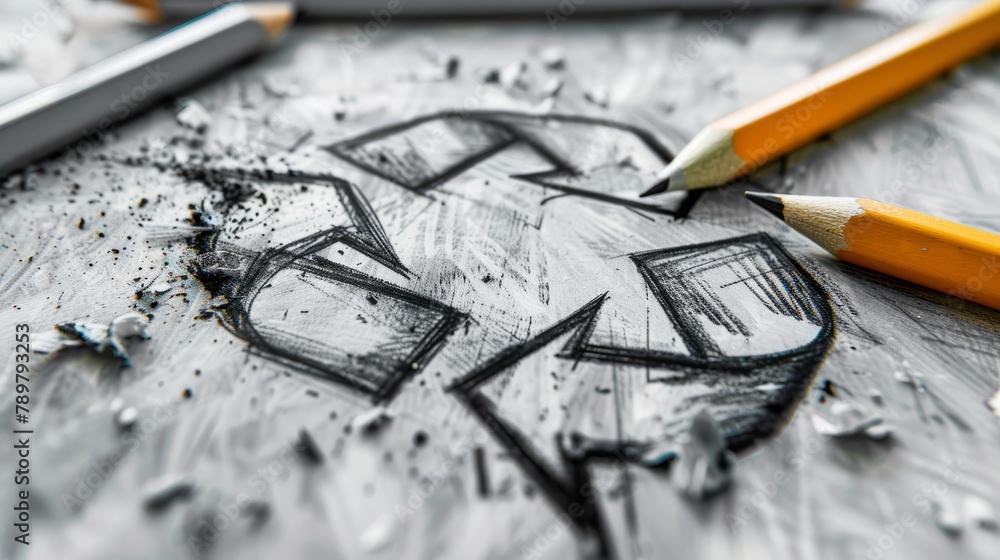 Pencil drawn symbol of circular economy or recycle logo icon Stock ...