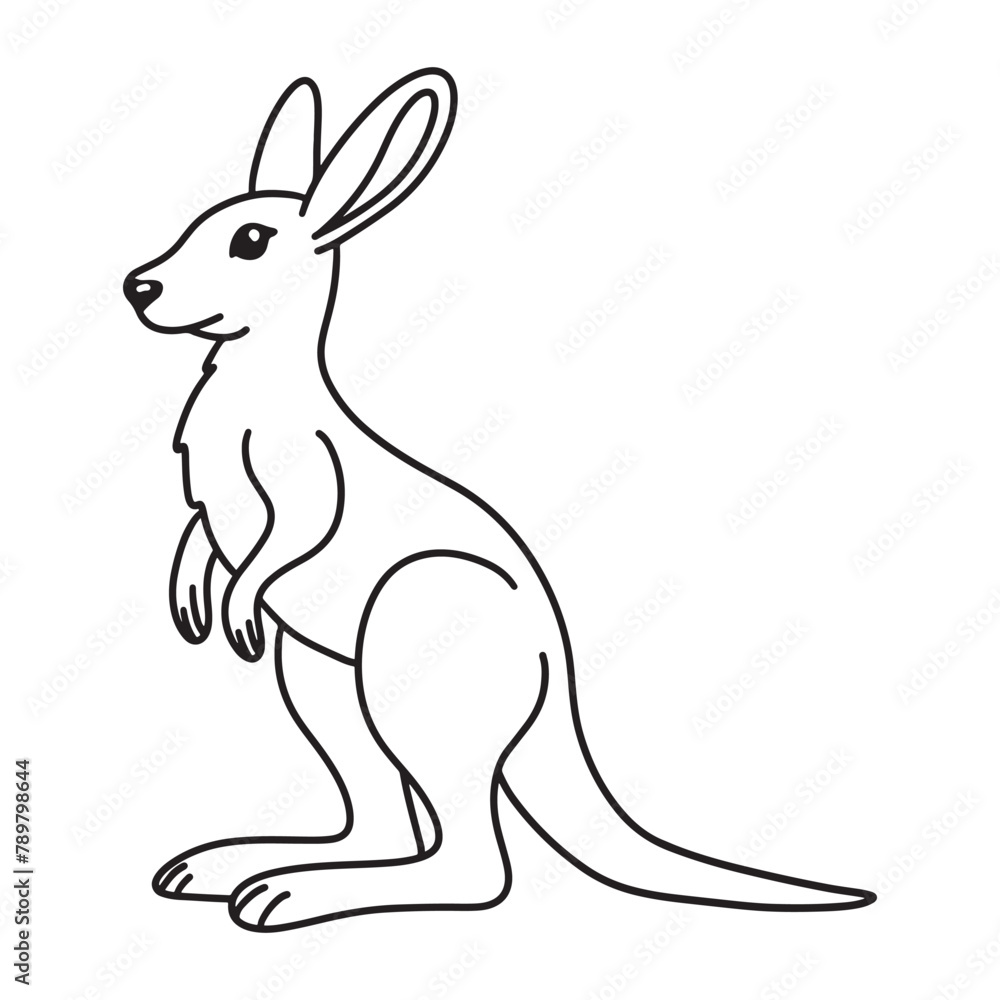 Line art of kangaroo cartoon vector Stock Vector | Adobe Stock