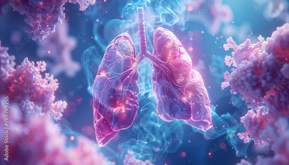 Visual representation of asthma in human lungs, bronchial tubes ...