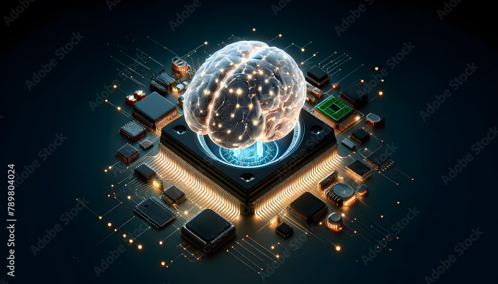 Concept of artificial intelligence, featuring an AI-brain made of ...