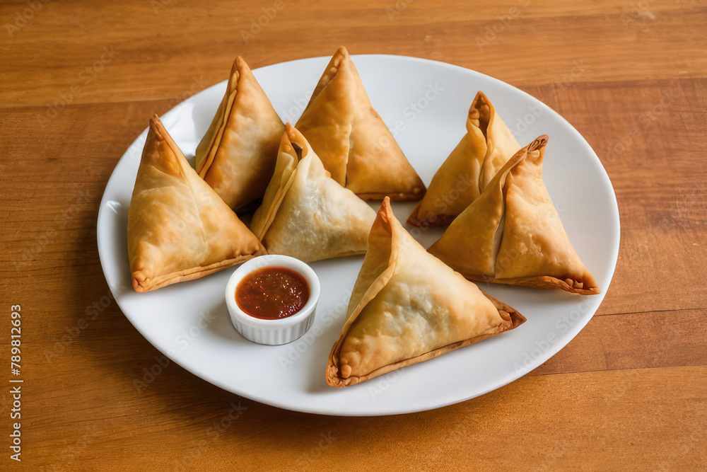 Samosa, samsa or somsa is a triangular fried cake. The filling is ...