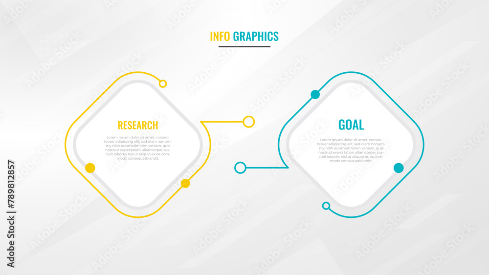 Two Step Infographic label design Vector template with line icons ...