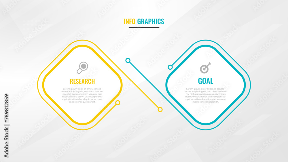 Two Step Infographic label design Vector template with line icons ...