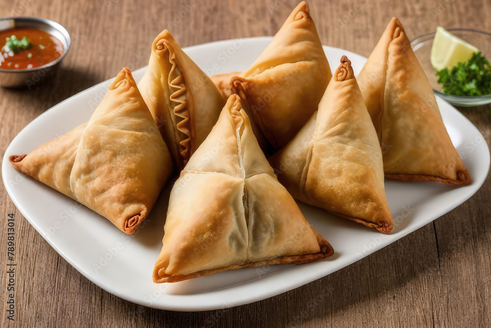 Samosa, samsa or somsa is a triangular fried cake. The filling is ...