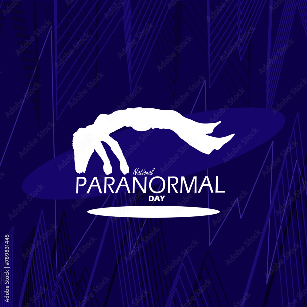 National Paranormal Day event banner. Illustration of a woman floating ...
