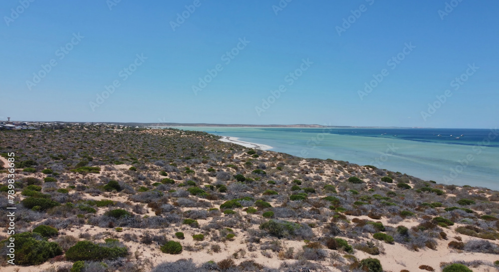Drone photo, surroundings of Denham, Western Australia. Westernmost ...