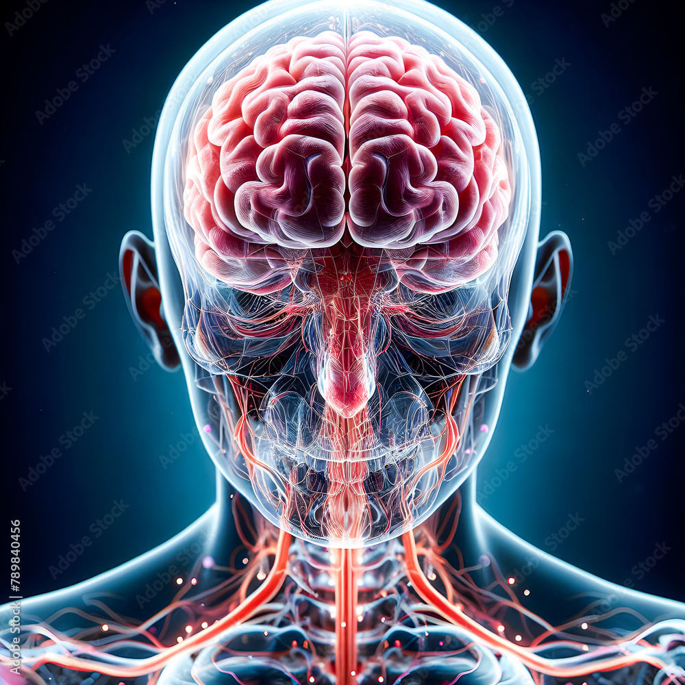 Anatomical illustration of the front part of the brain responsible for ...